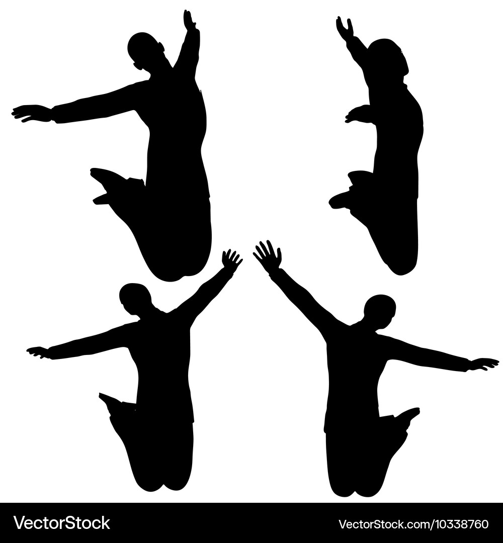 Man silhouette in excited pose Royalty Free Vector Image