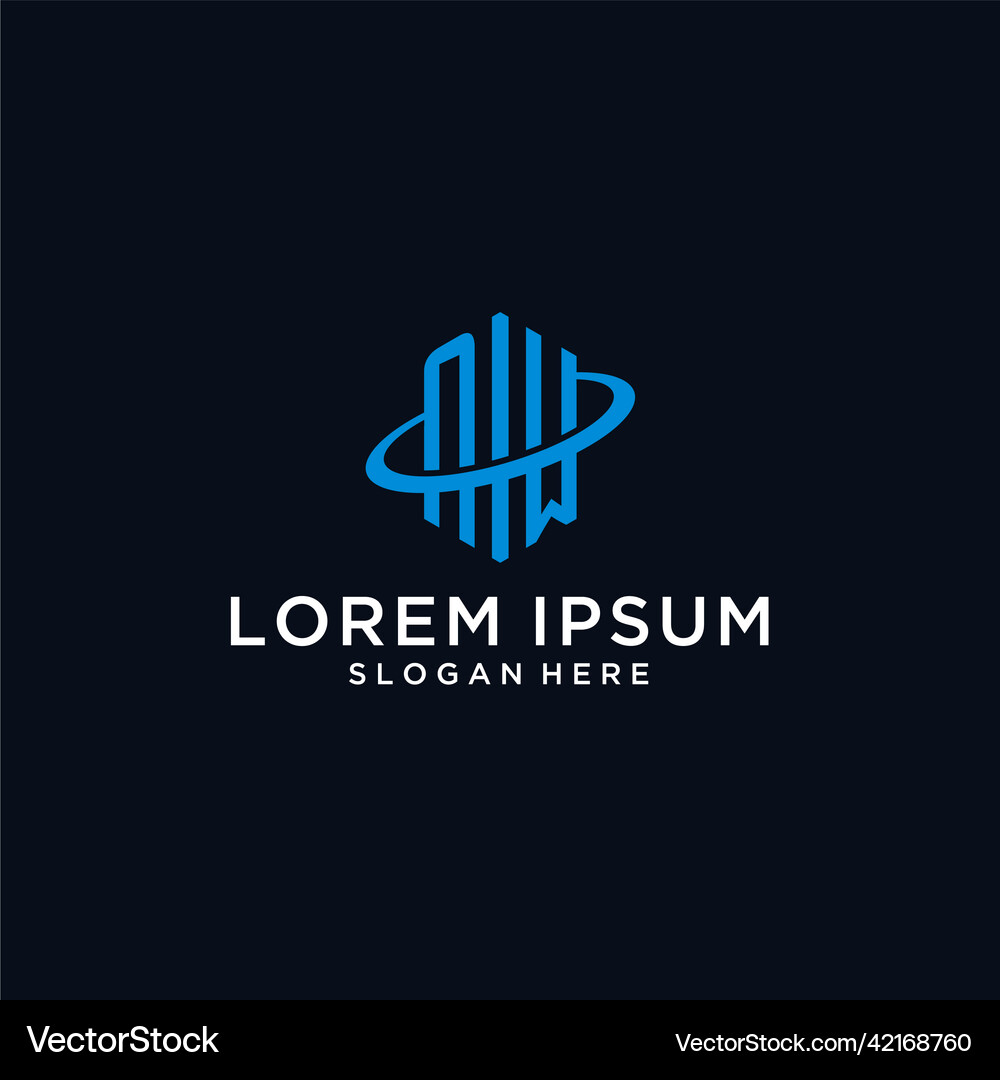 Nm initial monogram logo with hexagonal shape Vector Image