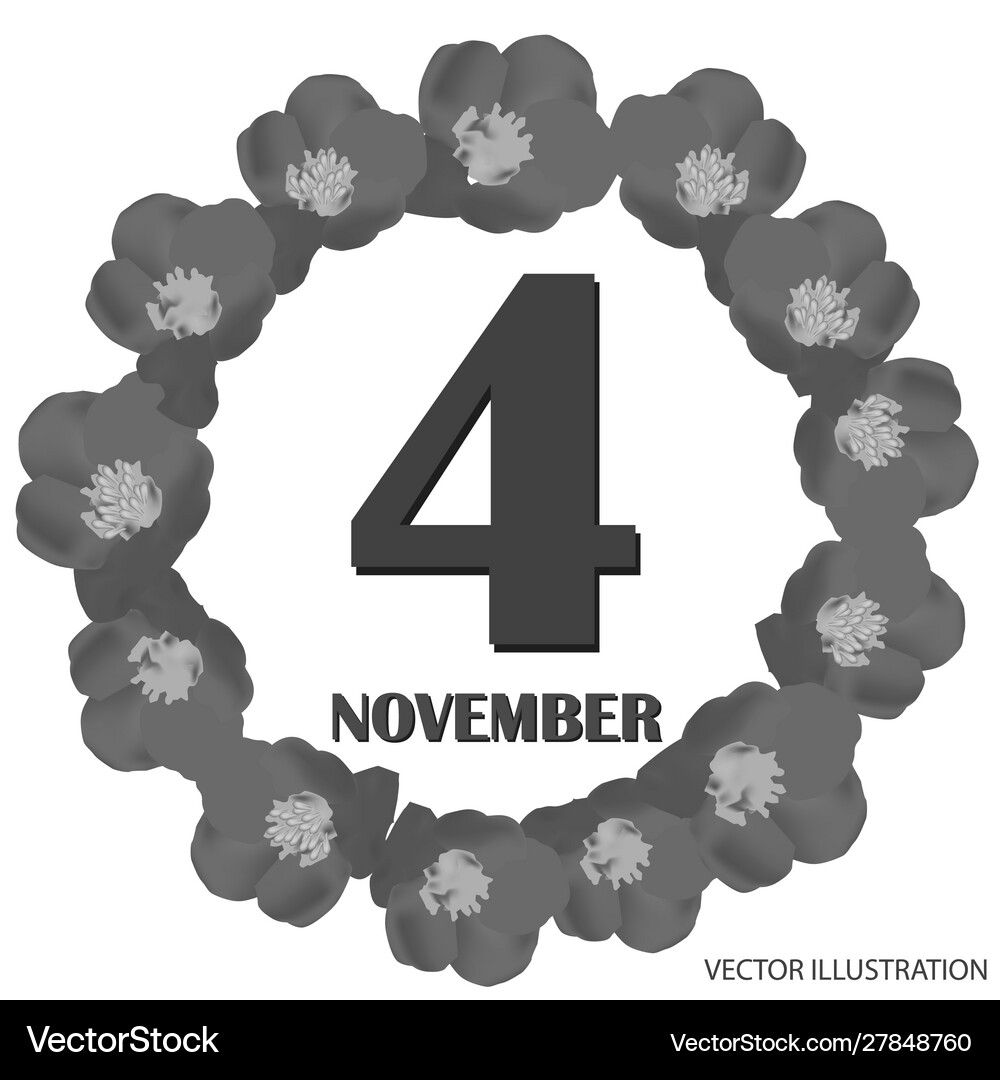 November 4 calendar day Royalty Free Vector Image