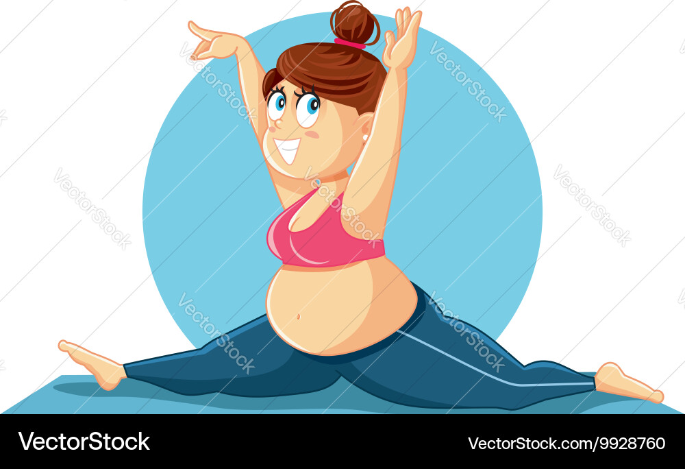 Plus size girl doing splits cartoon Royalty Free Vector