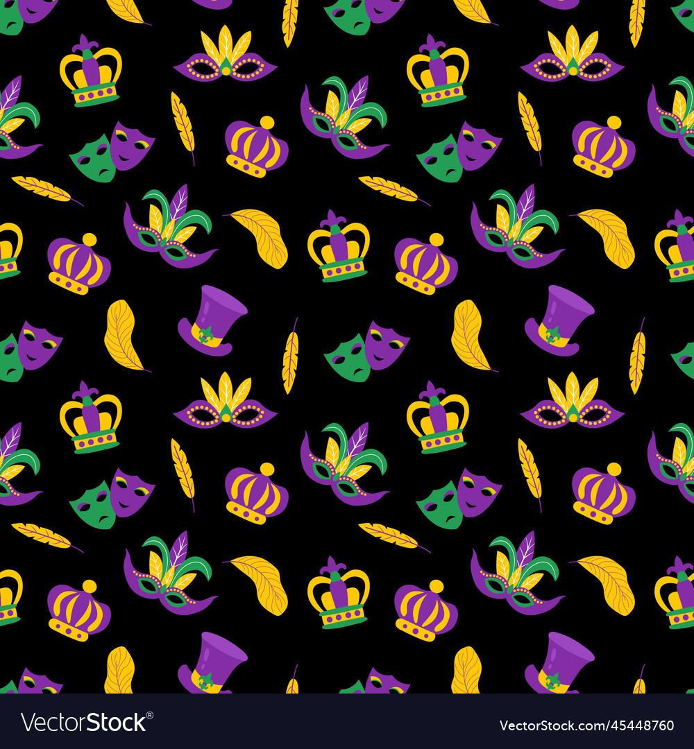 Seamless pattern mardi gras carnival Royalty Free Vector