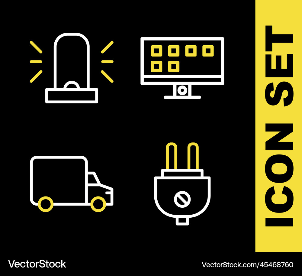 Set line smart tv electric plug delivery cargo Vector Image
