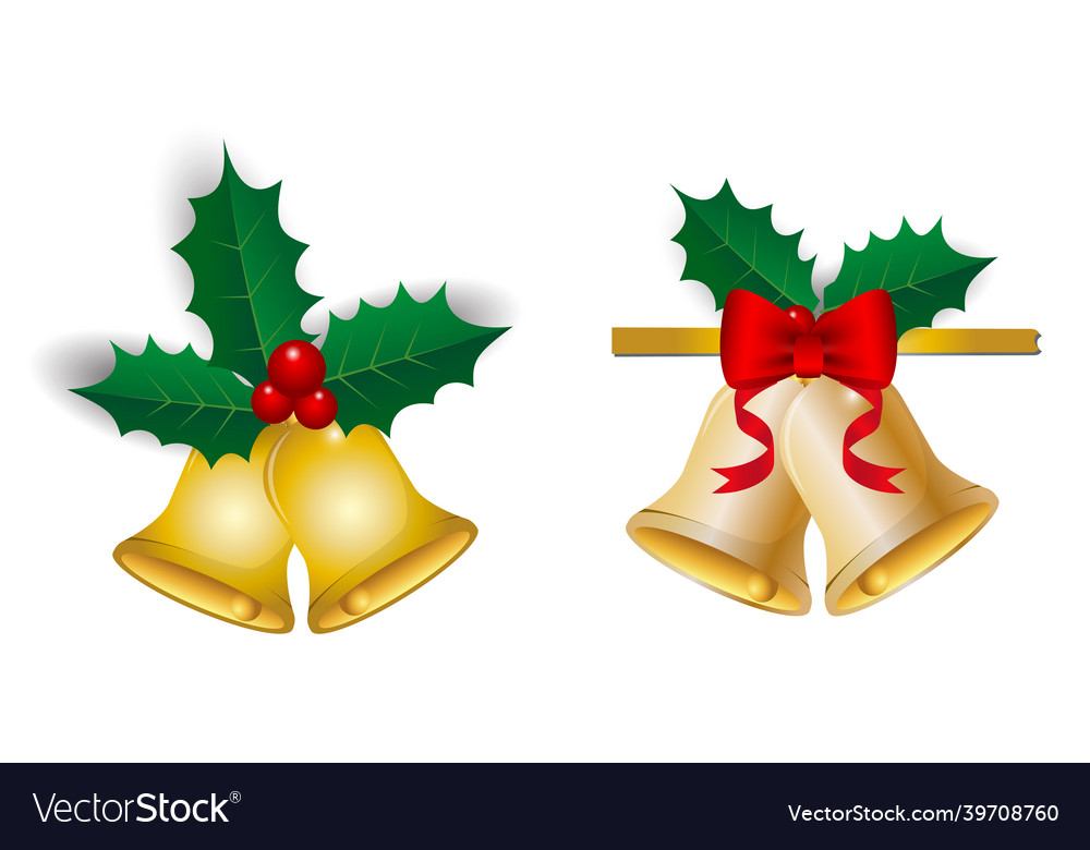 Set of realistic decorative christmas isolated Vector Image