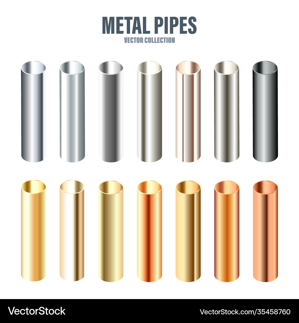 Steel and copper pipes collection construction Vector Image