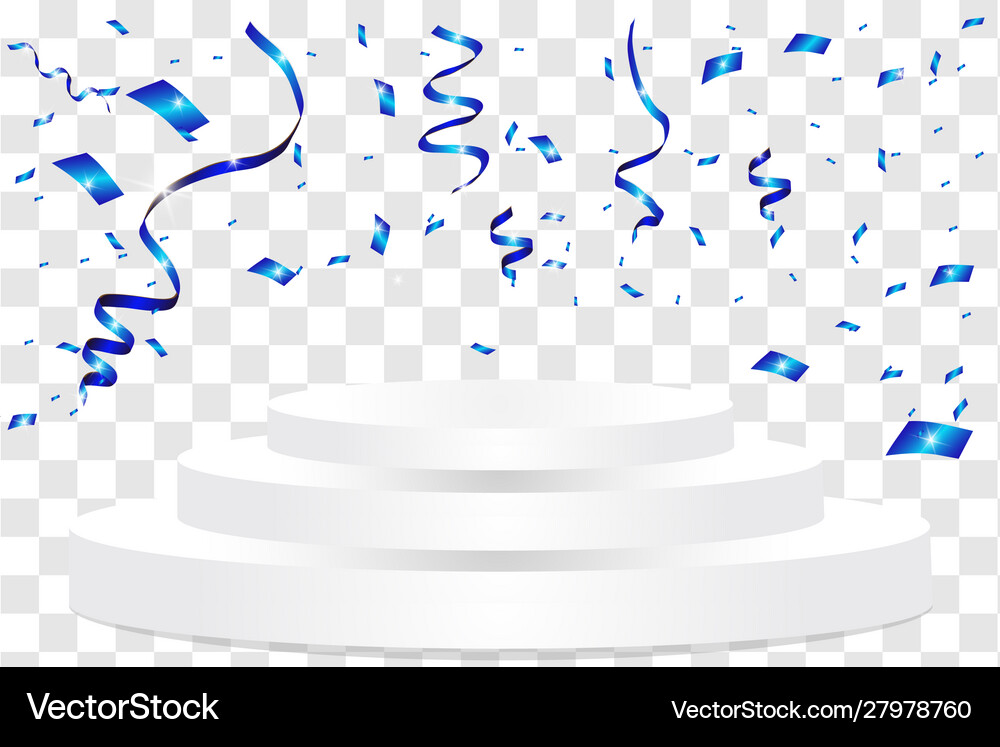 Winner background podium with confetti Royalty Free Vector