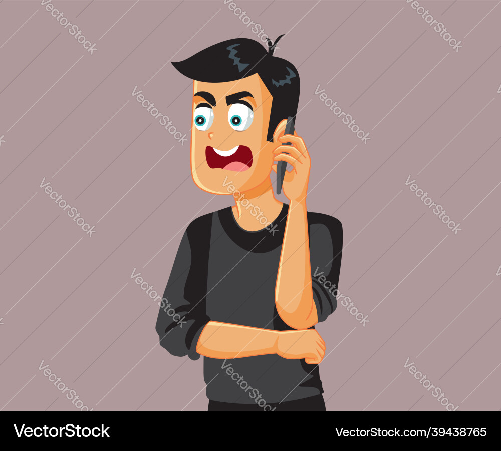 Angry man talking on the phone Royalty Free Vector Image