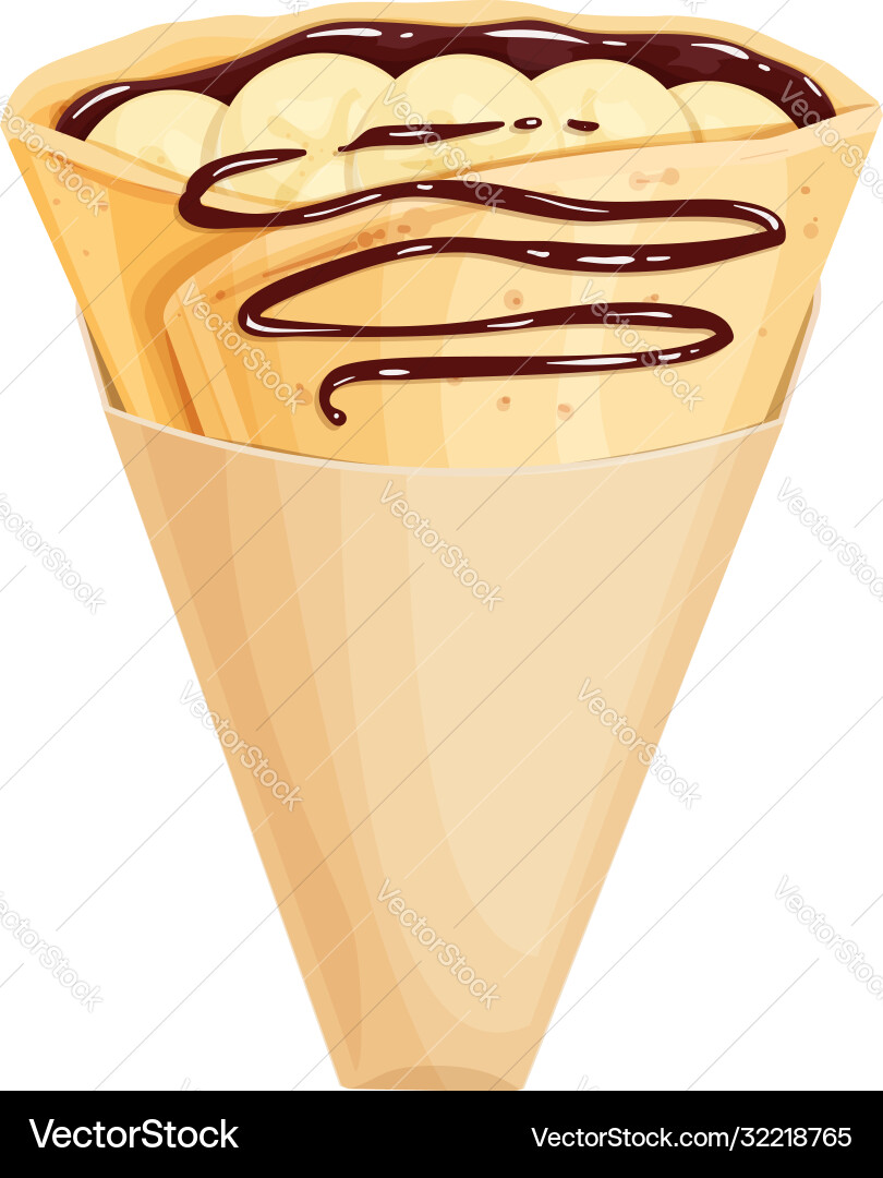 Crepe with bananas and chocolate Royalty Free Vector Image