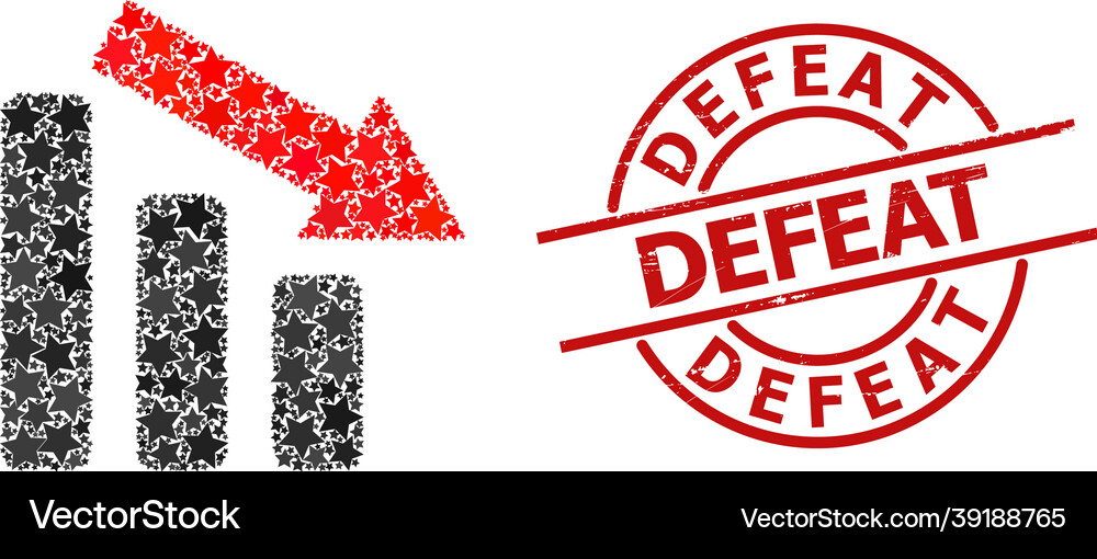 Down trend bar chart star mosaic and defeat Vector Image