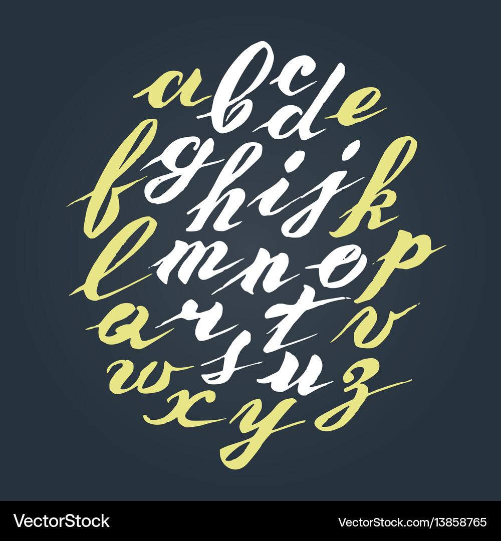 Hand written lettering alphabet brushed Royalty Free Vector