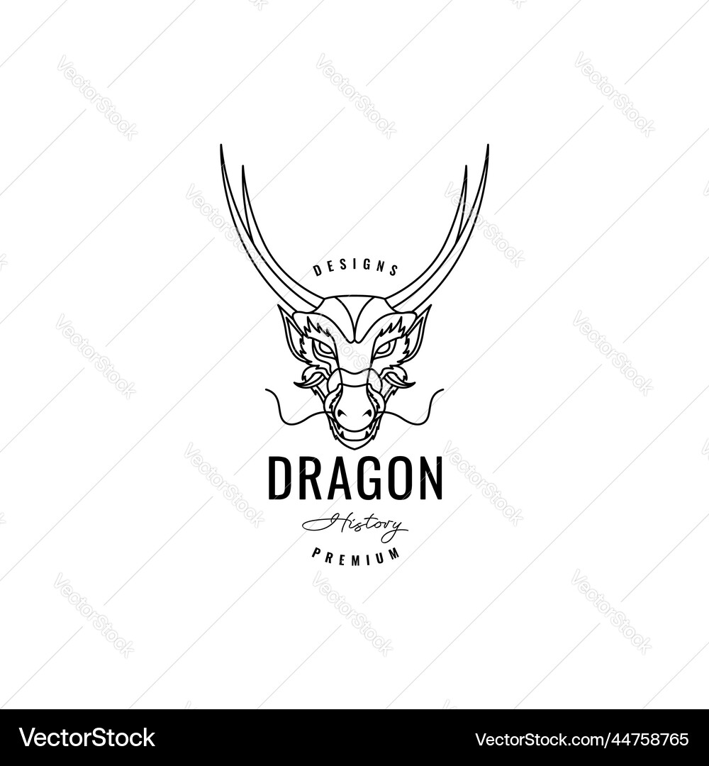 Head dragon myth legend line minimalist logo Vector Image