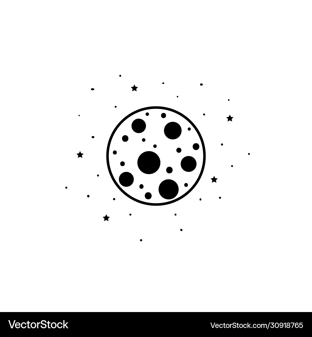 Mystical planet with stars and moon Royalty Free Vector