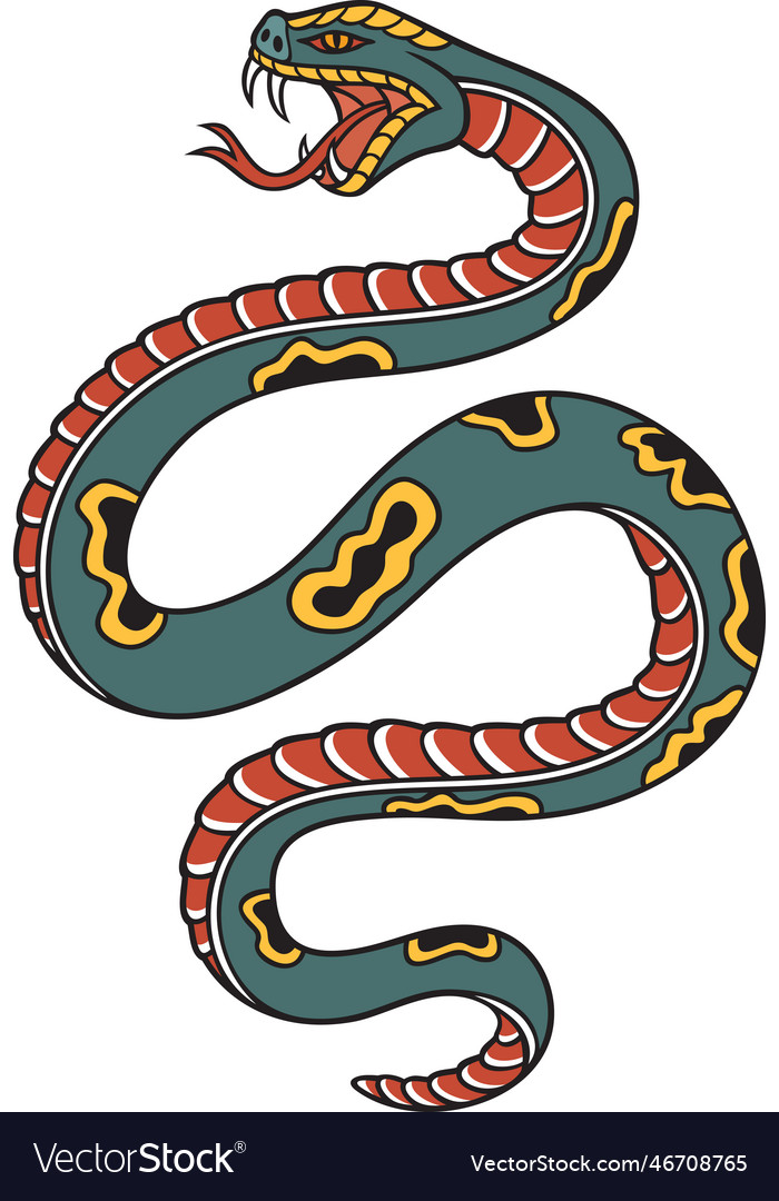 Old school style tattoo snake design Royalty Free Vector