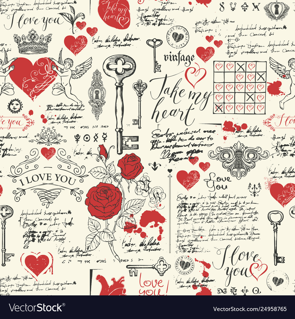 Seamless pattern on theme declarations love Vector Image
