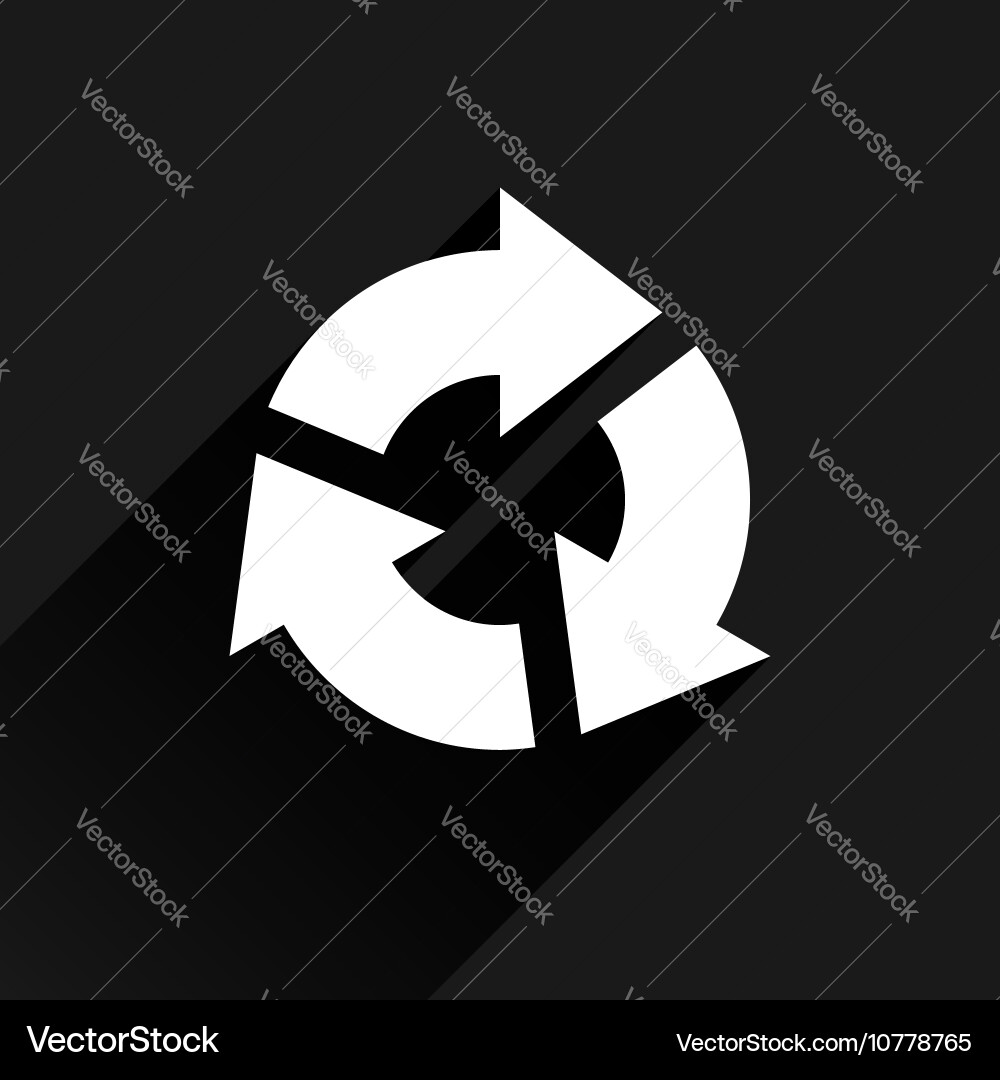 White arrow icon rotation sign on black background
