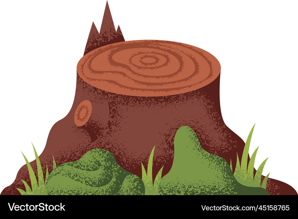 Wood stump textured forest landscape scene Vector Image