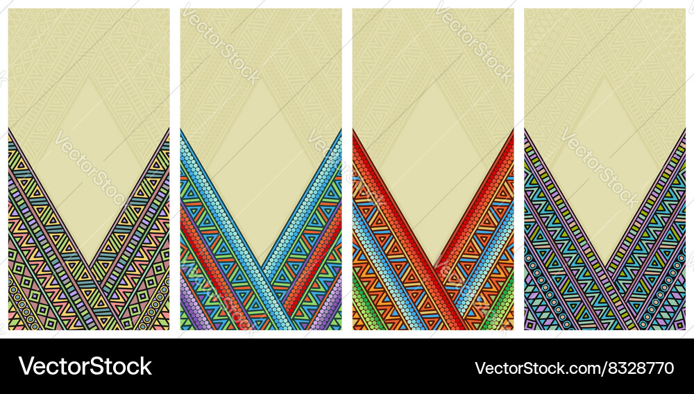 Bright ethnic vertical frames set Royalty Free Vector Image