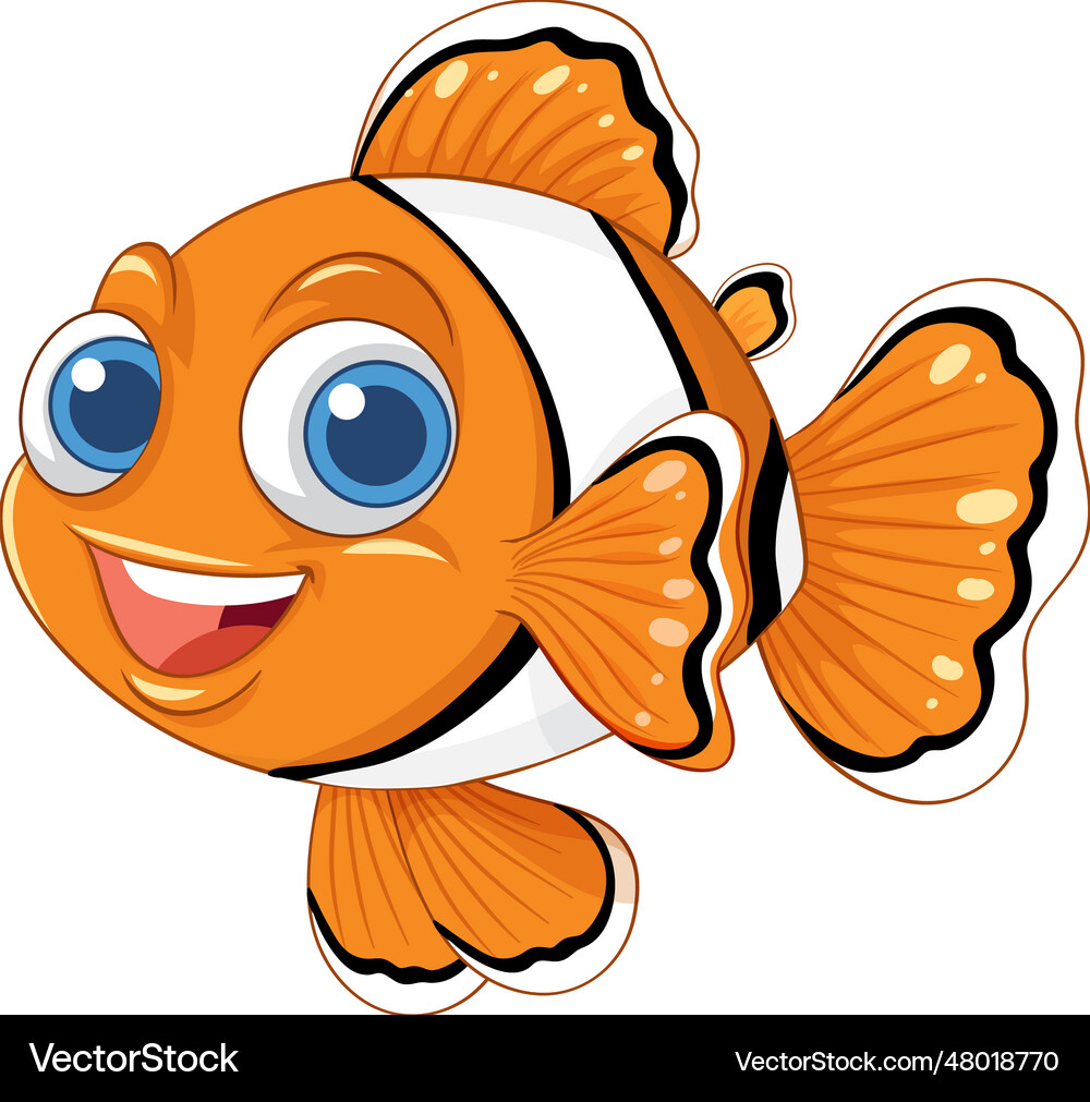 Cartoon clownfish smiling isolated Royalty Free Vector Image