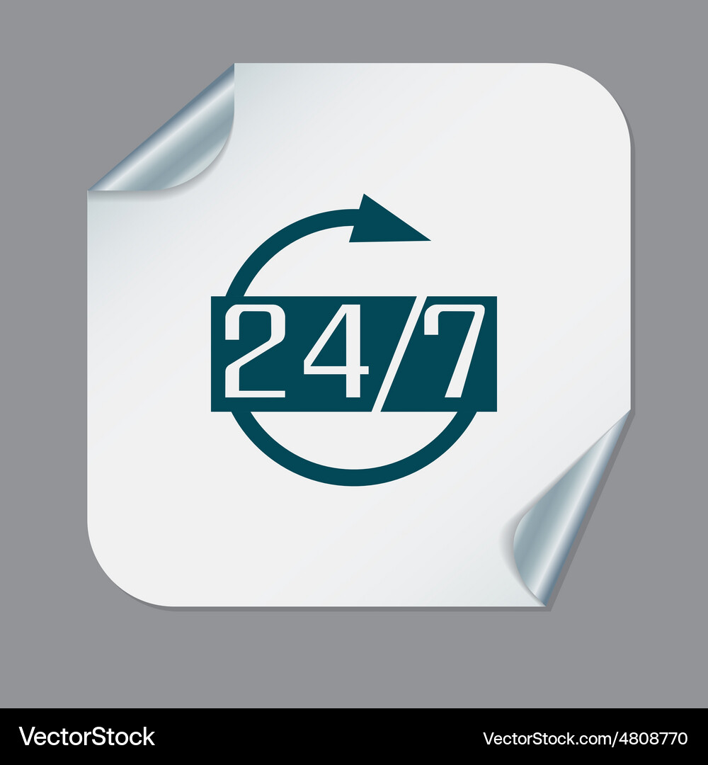 Character 24 7 open 24 hours a day and 7 days Vector Image