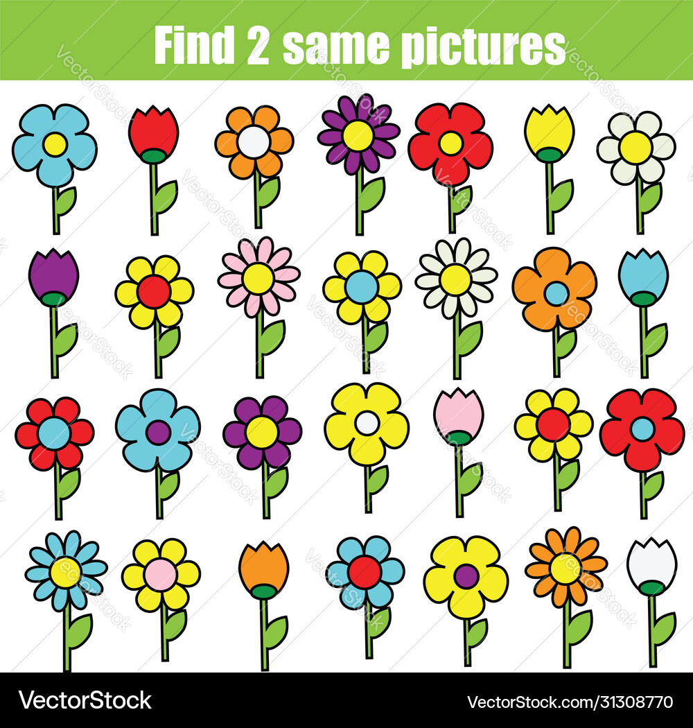 Children educational game find same pictures Vector Image