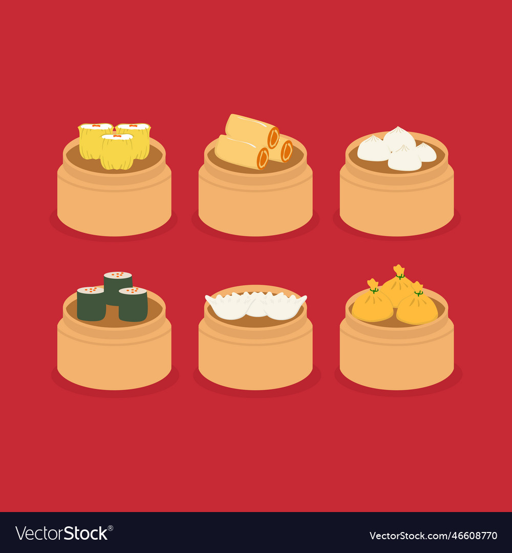 Chinese dim sum dumplings - steaming Royalty Free Vector Chinese dim sum dumplings - steaming Royalty Free Vector