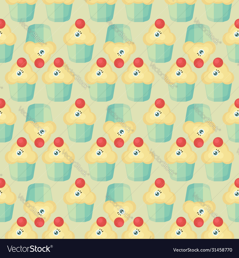 Cupcakes pattern on white background Royalty Free Vector