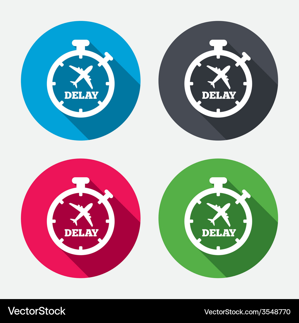 Delayed flight sign icon airport delay symbol Vector Image