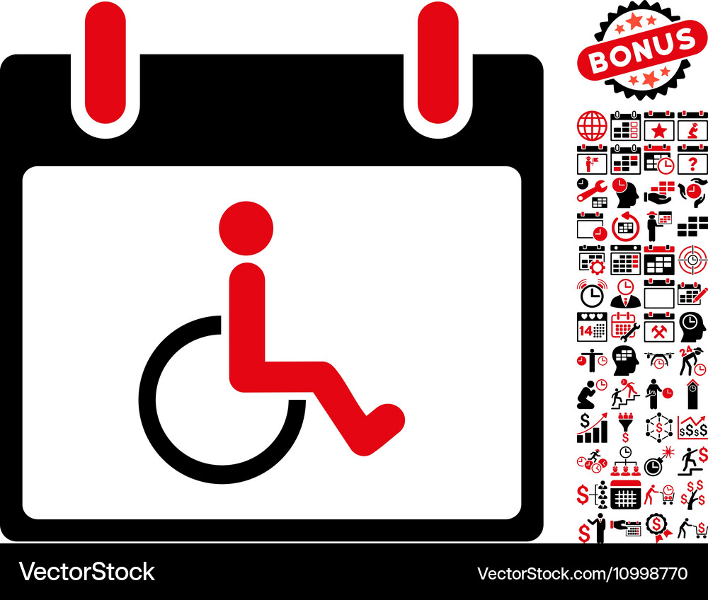 Disabled person calendar day flat icon Royalty Free Vector