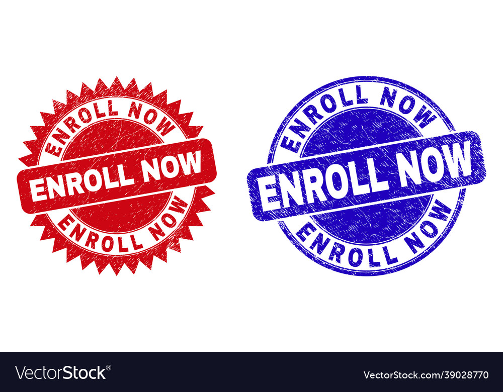 Enroll now round and rosette watermarks Royalty Free Vector