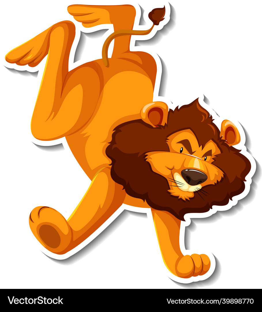 Lion dancing cartoon character on white background