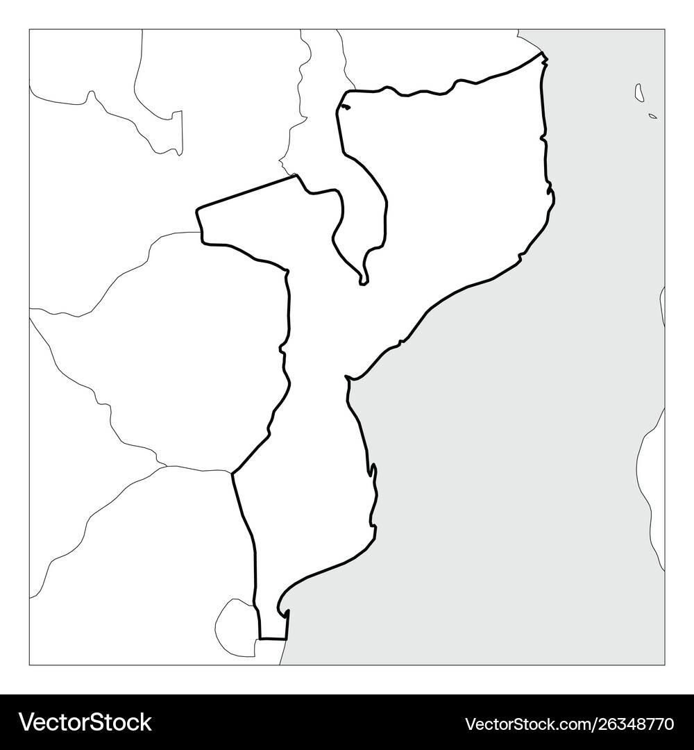 Map mozambique black thick outline highlighted Vector Image