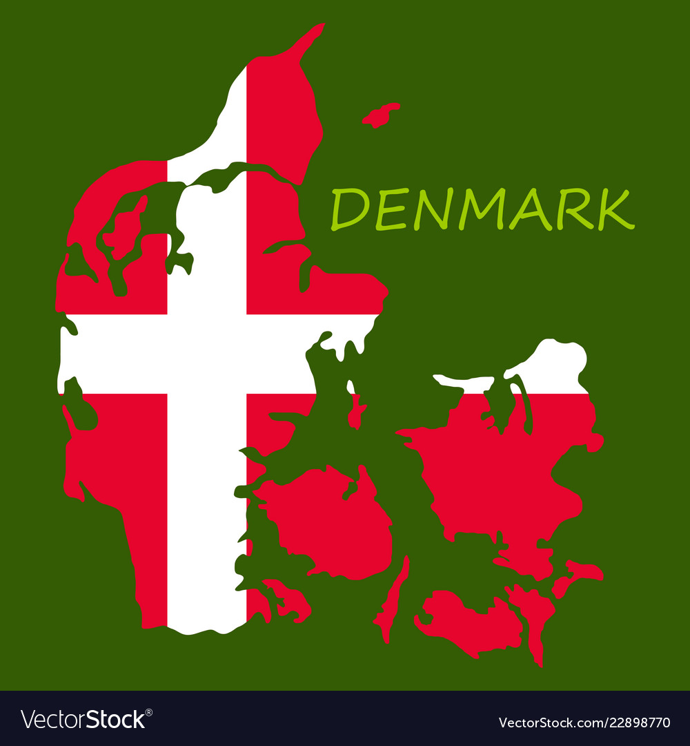 Map of denmark filled with flag the state Vector Image