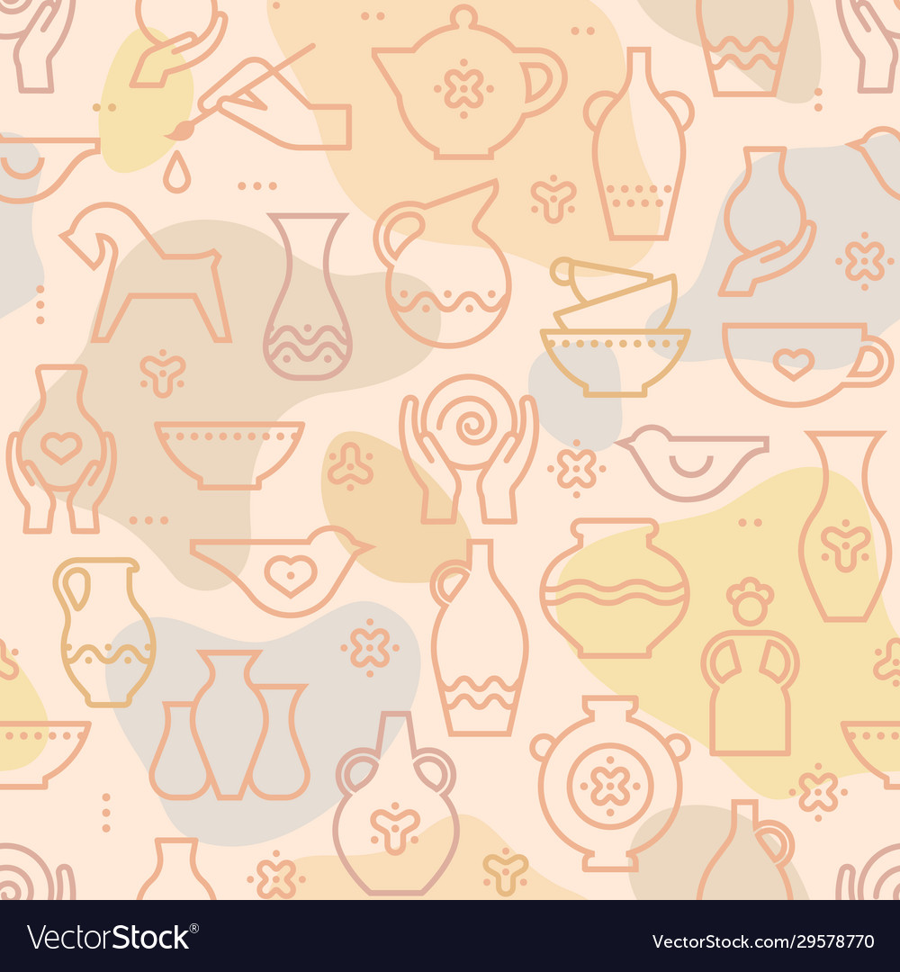 Pottery seamless pattern - ceramics Royalty Free Vector