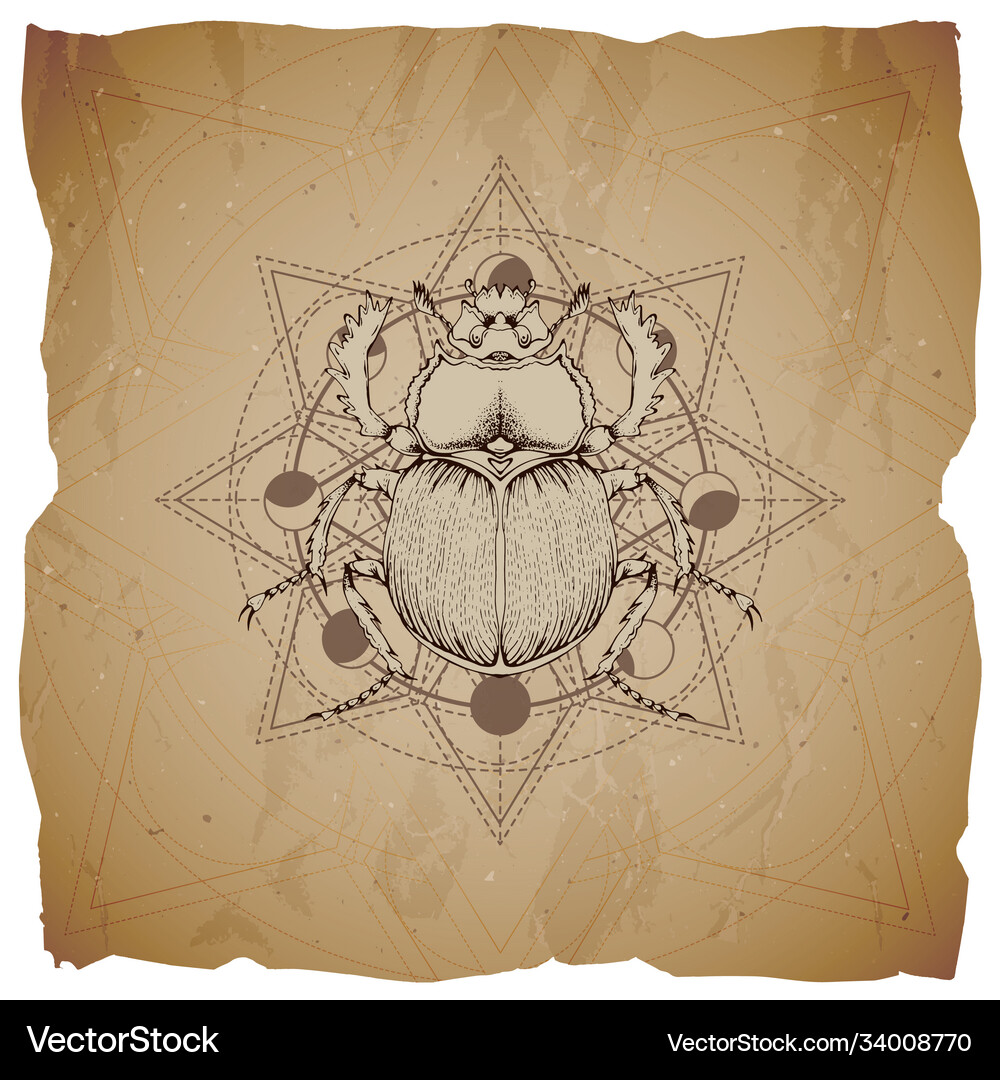 Scarab and sacred symbol Royalty Free Vector Image