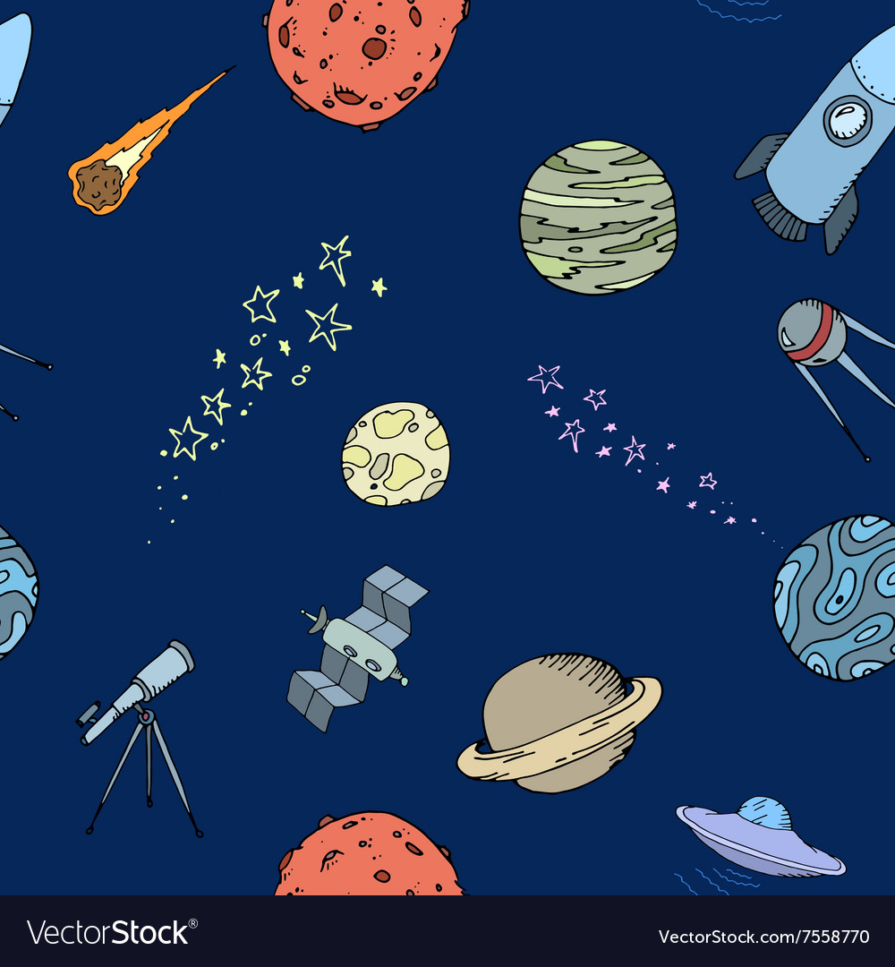 Seamless dooble space pattern set Royalty Free Vector Image