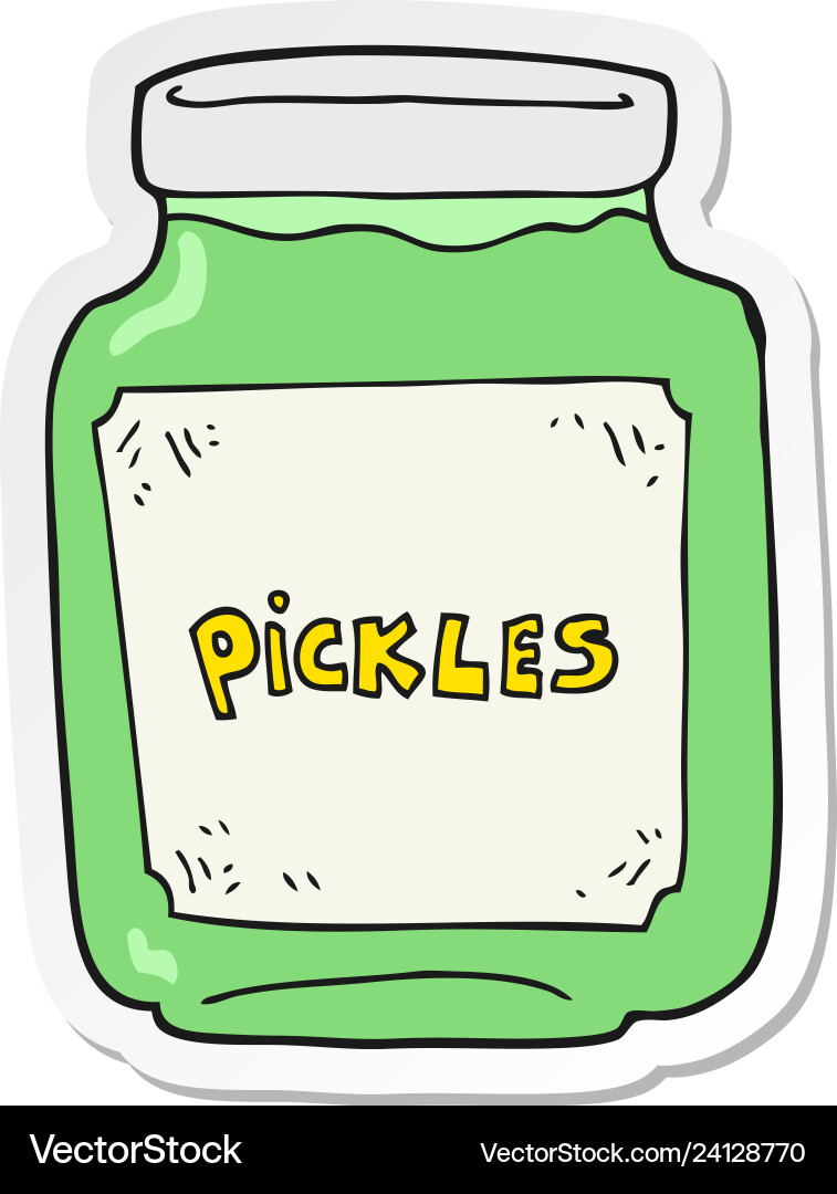 Sticker a cartoon pickle jar Royalty Free Vector Image