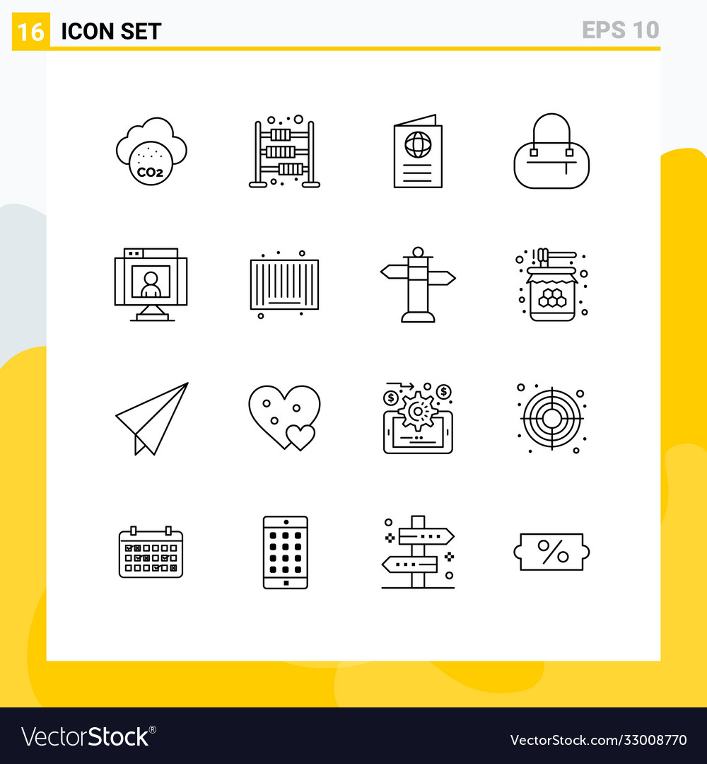 Stock icon pack 16 line signs and symbols Vector Image