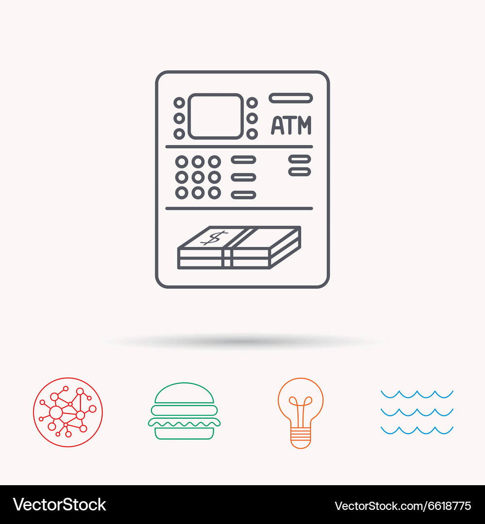 Atm icon automatic cash withdrawal sign Royalty Free Vector