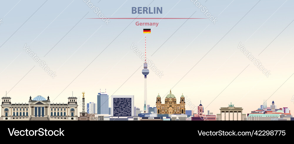 Berlin city skyline on colorful gradient Vector Image
