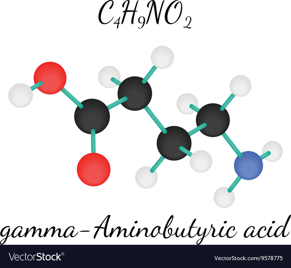 C4H9NO2 gamma-Aminobutyric acid molecule Vector Image