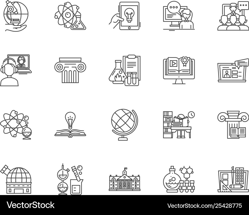 Educational services line icons signs set Vector Image
