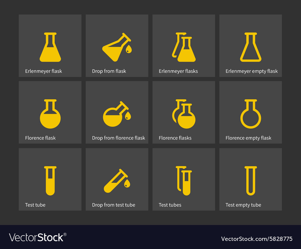 Florence and erlenmeyer flasks icons Royalty Free Vector
