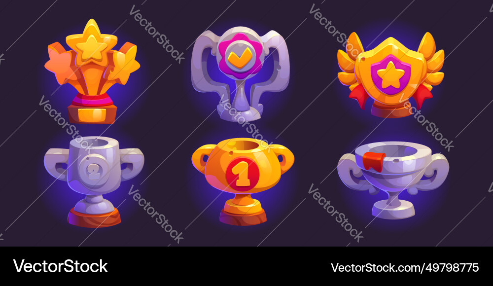 Game award goblet and trophy cup for gui design Vector Image