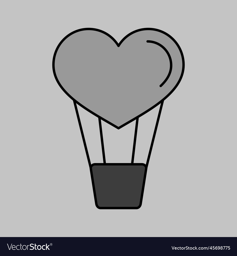 Heart air balloon glyph icon valentines day Vector Image