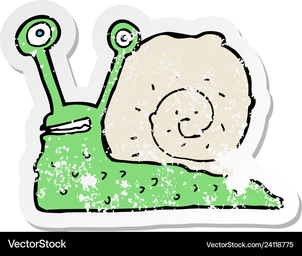 Retro distressed sticker a cartoon snail Vector Image