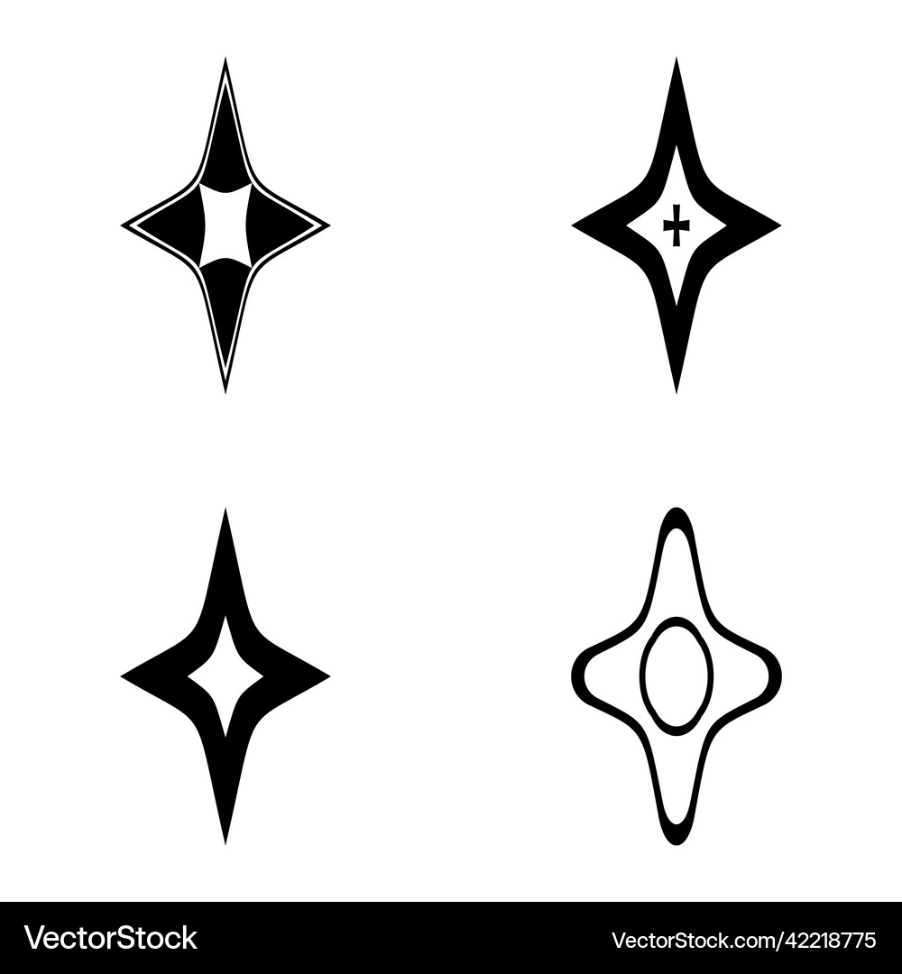 Rhombic star3 flat icon set isolated on white Vector Image