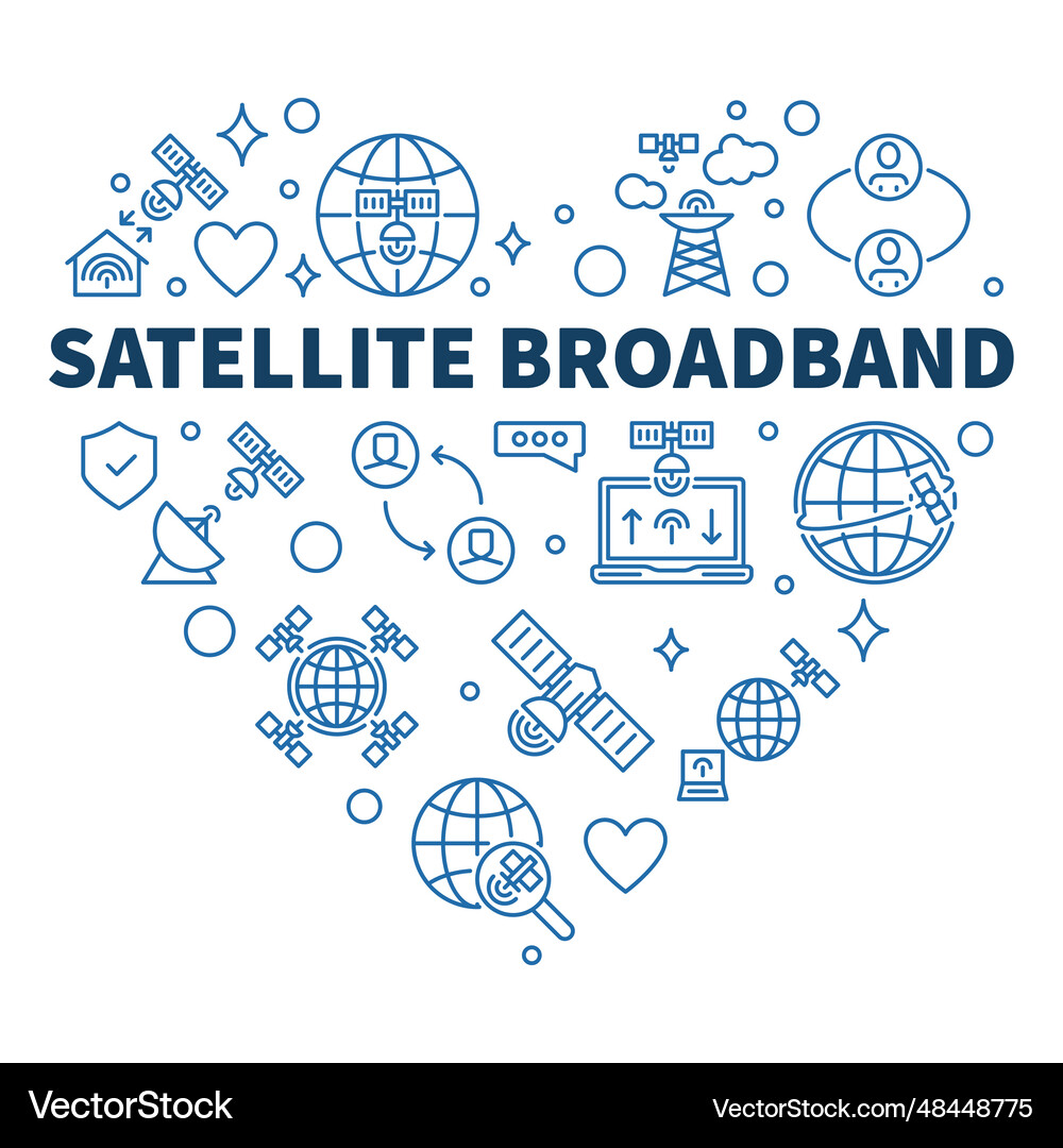 Satellite broadband line heart shaped banner Vector Image