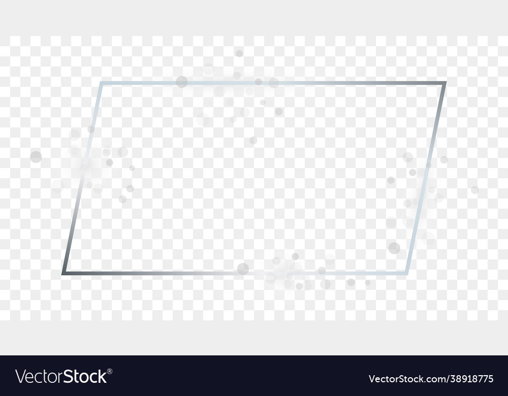Silver glowing rectangular shape frame Royalty Free Vector