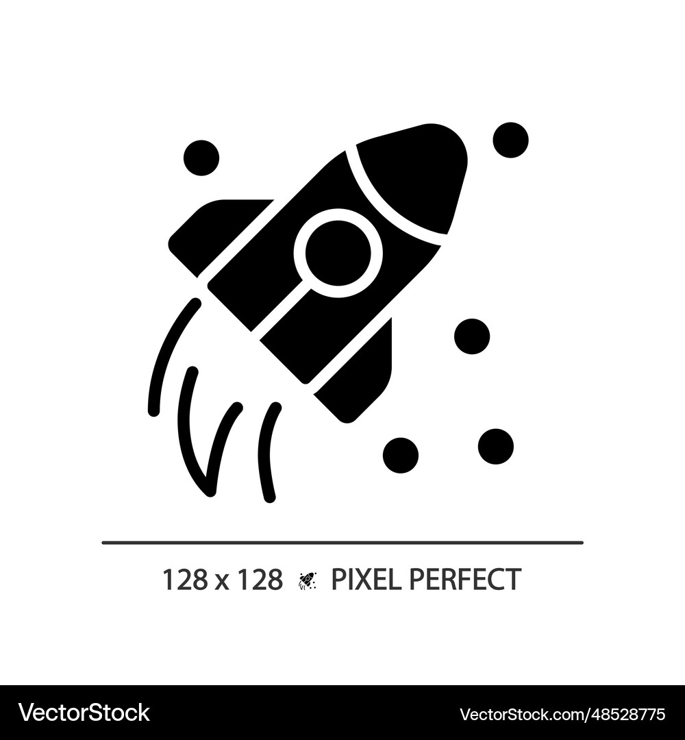 Space travel pixel perfect black glyph icon Vector Image