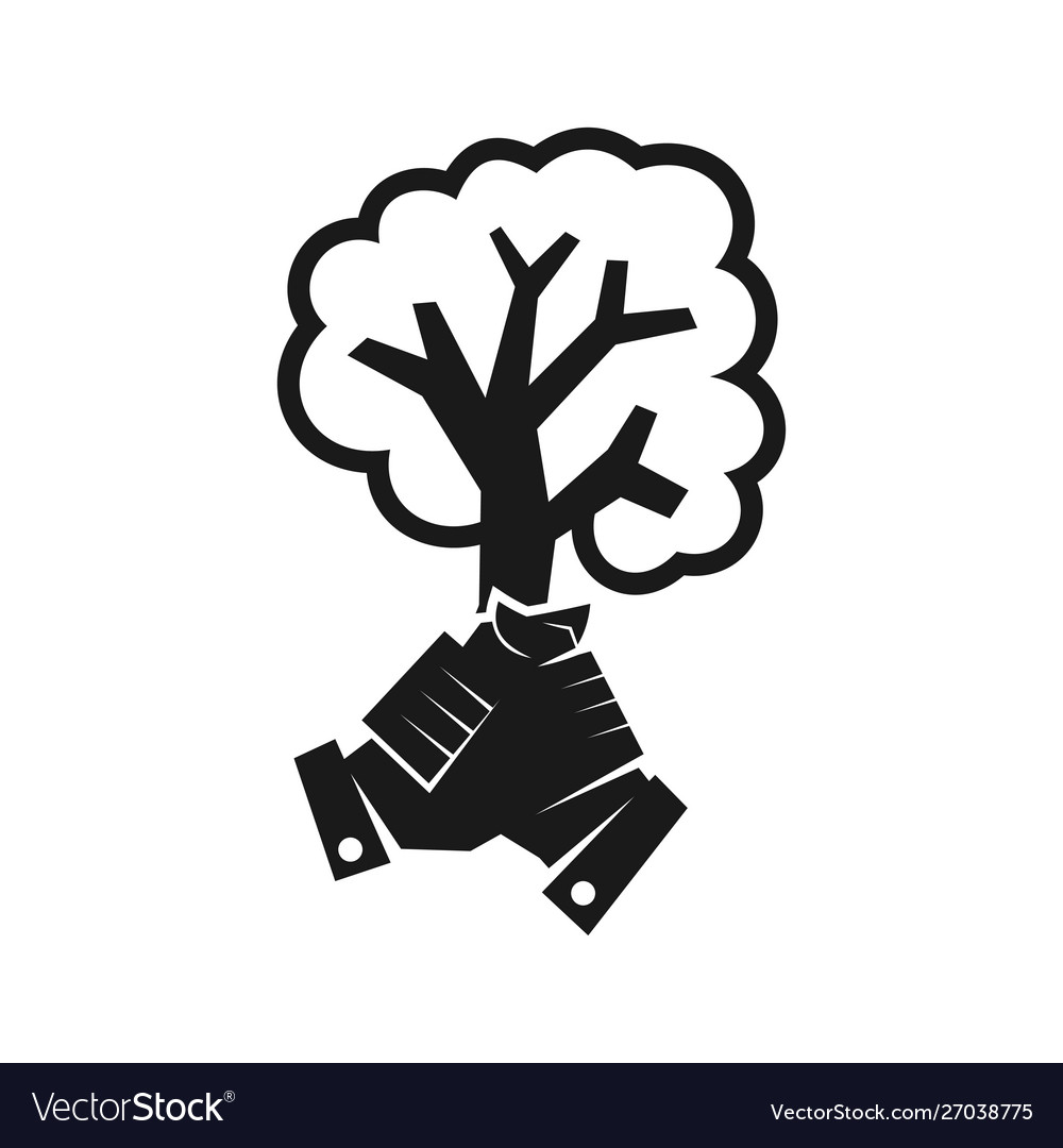 Tree handshake commitment teamwork together black Vector Image