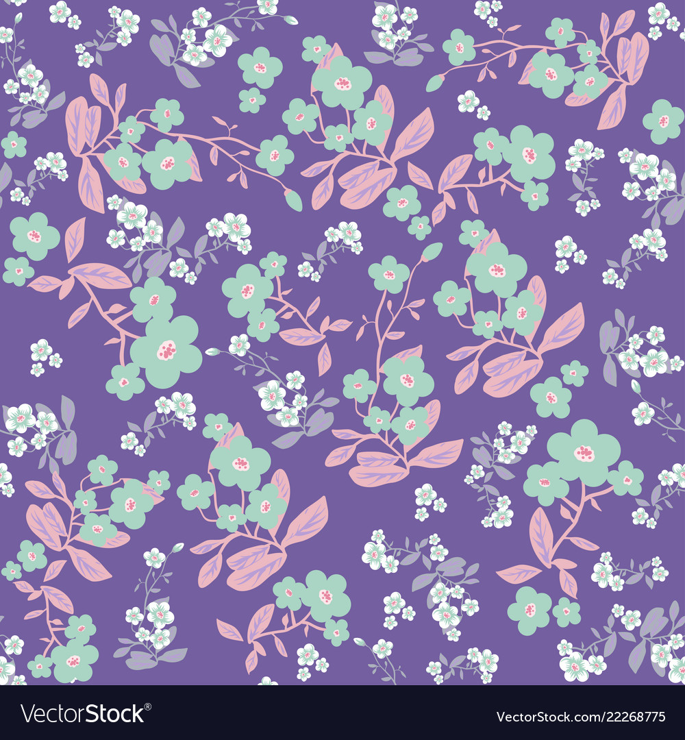 Violet flowers seamless pattern Royalty Free Vector Image